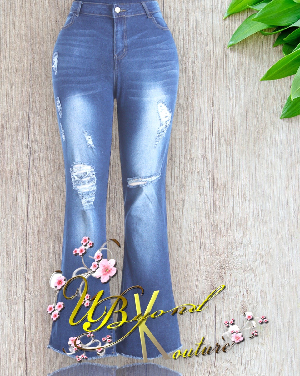 Ripped Flared Jeans | Women's Flared Jeans | UByond Kouture